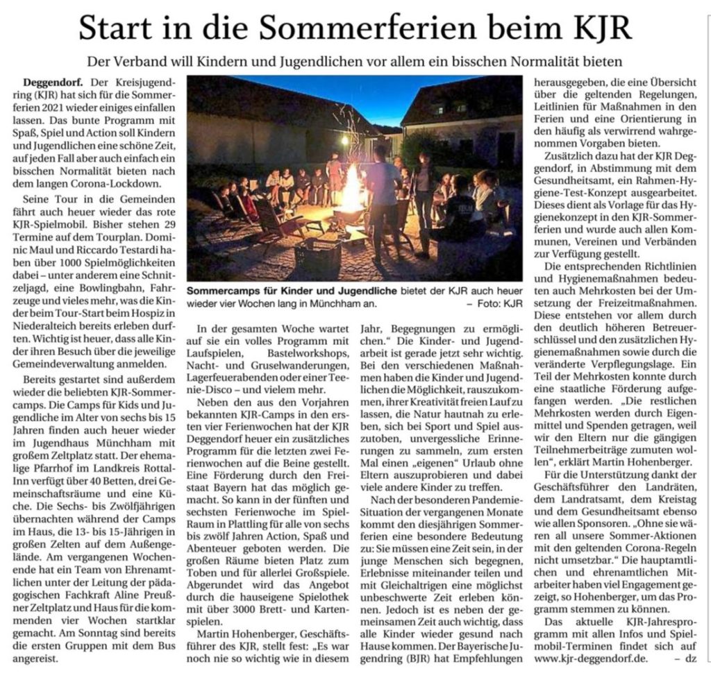Kreisjugendring Deggendorf KJR startet in die Sommerferien! - Kreisjugendring Deggendorf