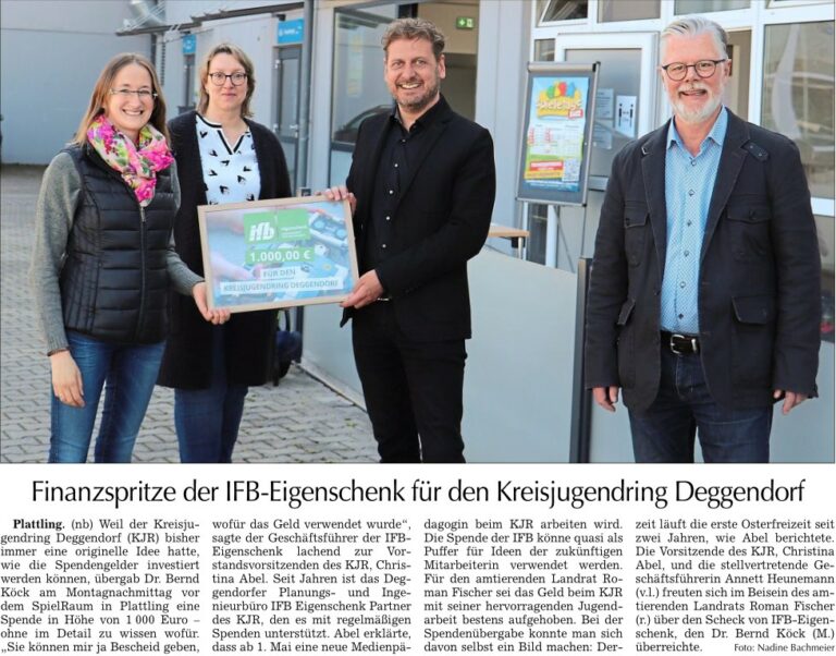 Kreisjugendring Deggendorf Wir sagen Danke und freuen uns über die Spende von IFB Eigenschenk ...